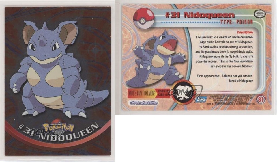 Nidoqueen Silver Foil 1st Printing (Blue Topps Logo) #31 1999 0lm | eBay