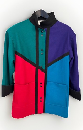Mint VTG International Scene Colorblock Wool Coat 80s Multicolor ...
