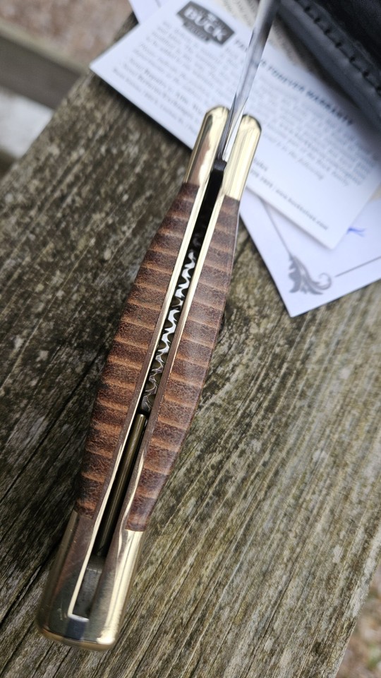 Custom Buck 110 Drop Point Stacked Leather, Filework Knife | eBay