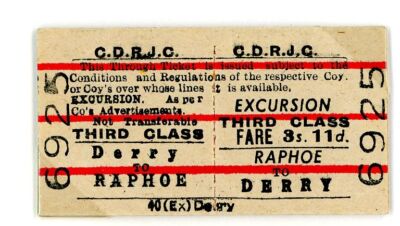 Railway Ticket Irish CDRJC 3rd Class Excursion Derry - Raphoe | eBay UK