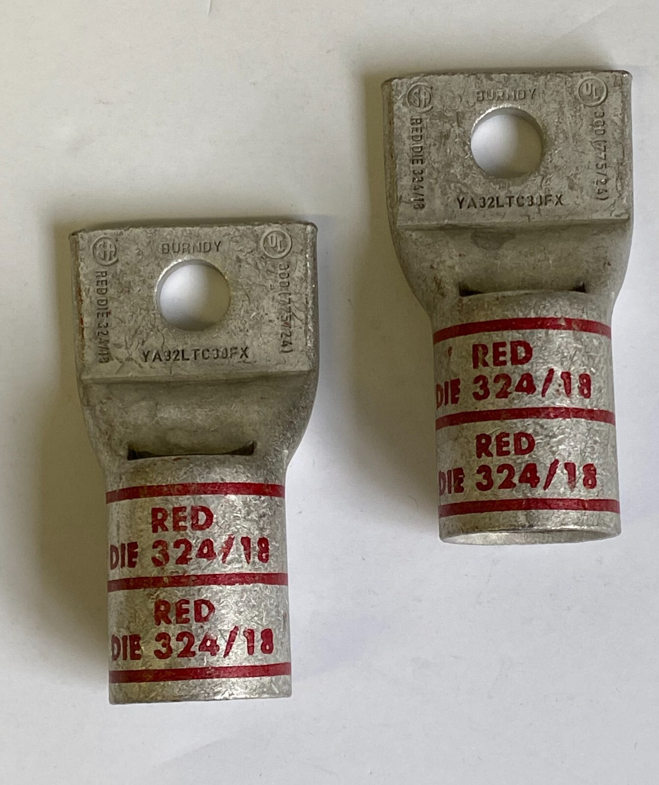 Burndy Red Die 324/18, Compression Lug, Lot of 2 | eBay