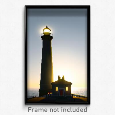 Pixel Art Poster - Unrealistic Lighthouse (8 Bit Psychedelic Video Game ...