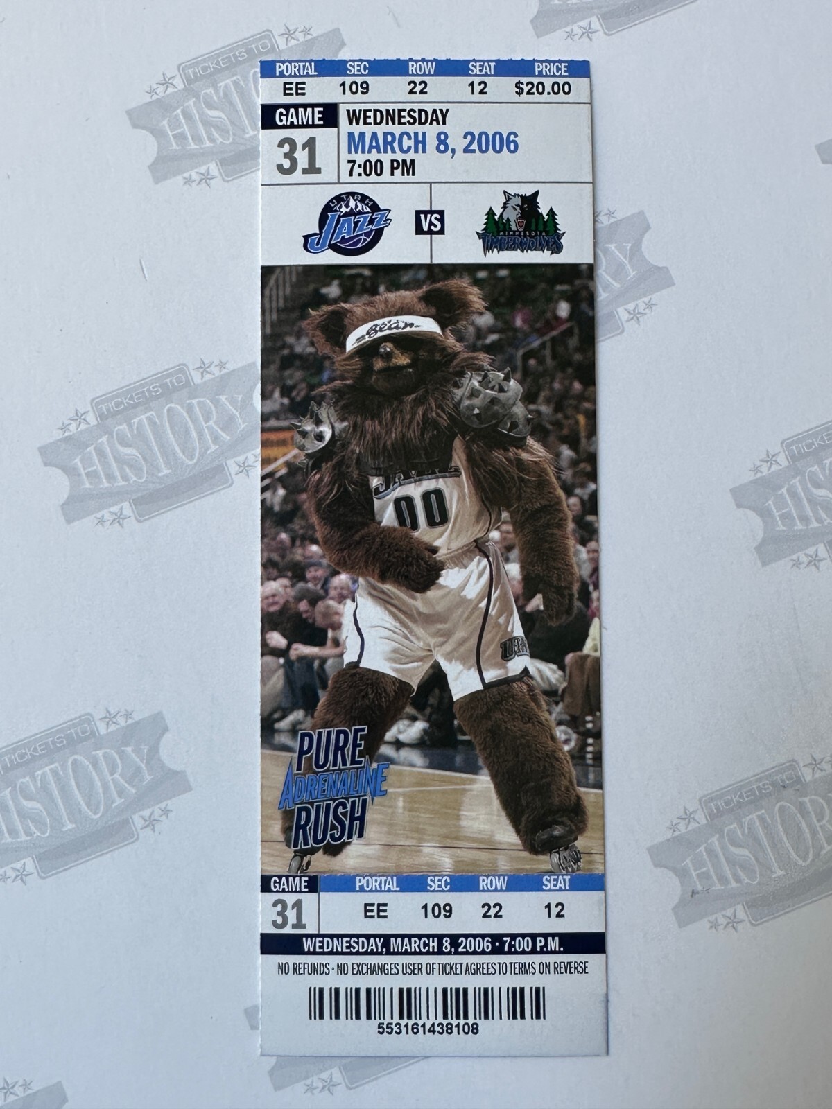 2006 Minnesota Timberwolves at Utah Jazz Ticket 3/8/06 Kevin Garnett | eBay
