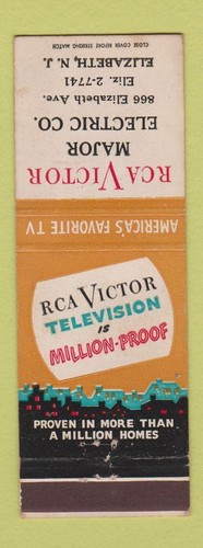 Matchbook Cover - RCA Victor TV Elizabeth NJ | eBay