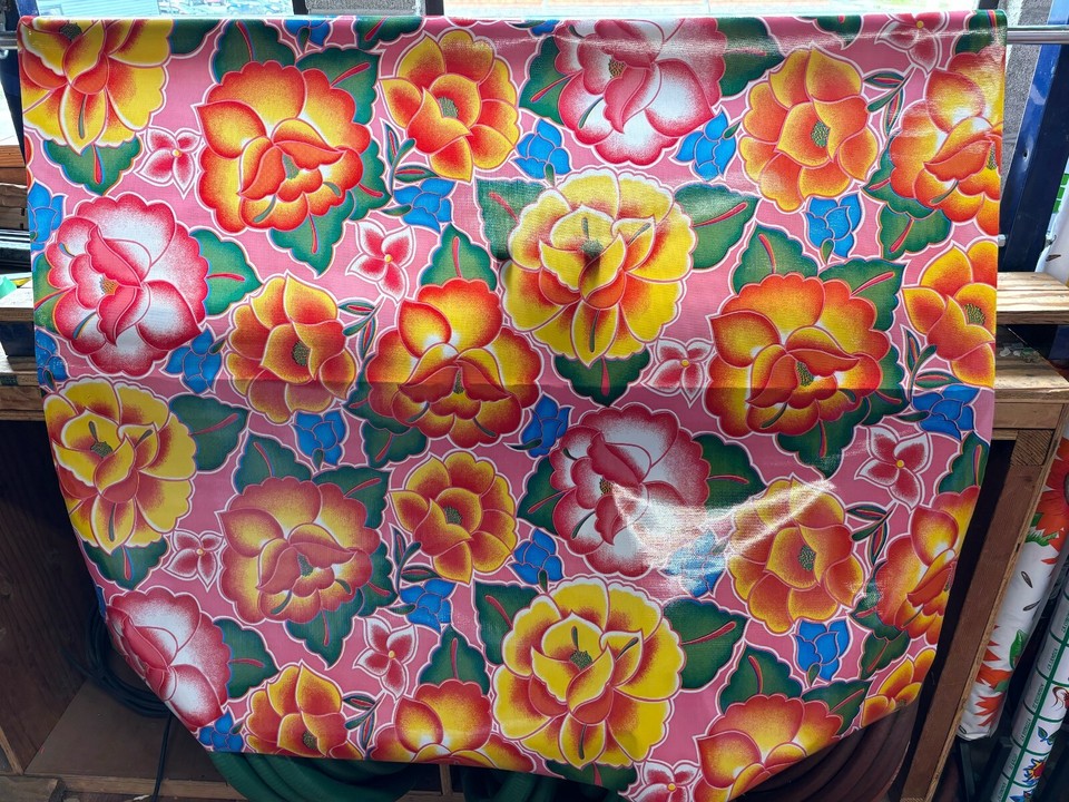 Oilcloth Fabric Exotic Floral Tehuana Pink Pattern Sold in Yard or Bolt ...