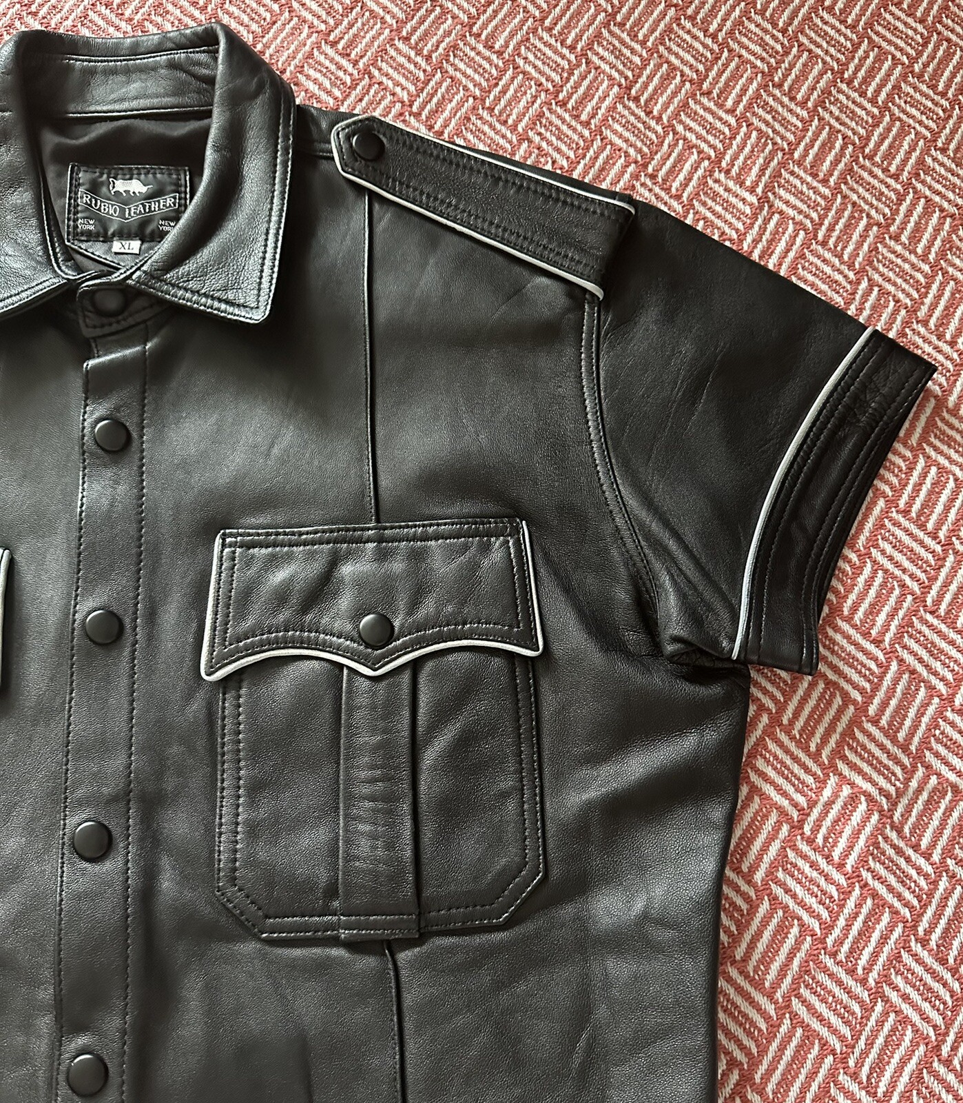 RUBIO LEATHER men’s black leather shirt XL pre owned great condition | eBay