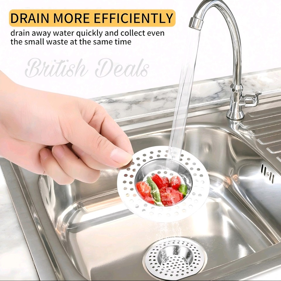 5-Pack Stainless Steel Sink Strainer & Hair Catcher – Drain Filter ...