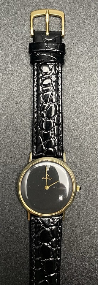 1970s OMEGA Vintage Mens Museum 14k Yellow Gold Watch w/ Diamonds - Ref ...