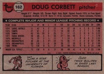 Doug Corbett 1981 Topps 162 Minnesota Twins Rookie Baseball Card | eBay