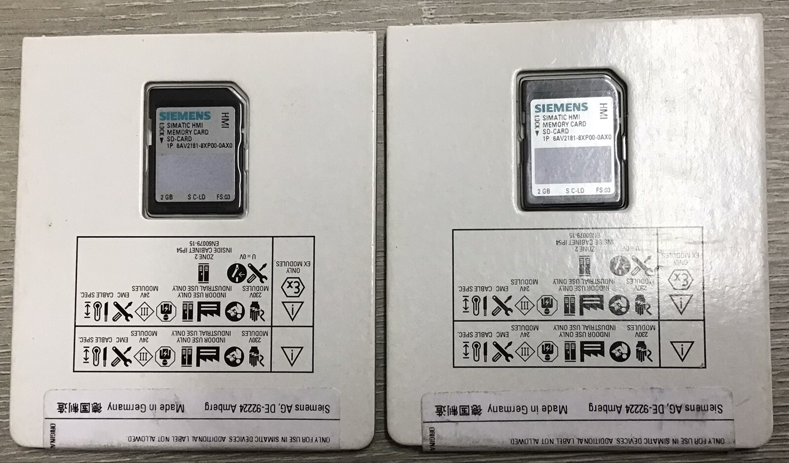 (LOT OF 2) SIEMENS 6AV2181-8XP00-0AX0 SIMATIC HMI 2 GB SD MEMORY CARD ...