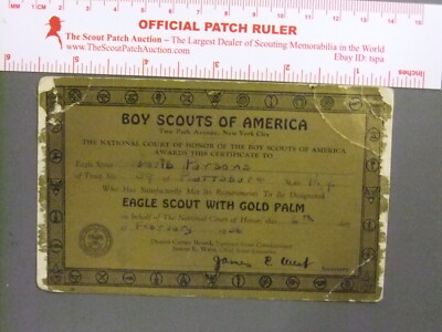 Boy Scout Eagle Scout 1936 Gold Palm Card 0436GG | eBay