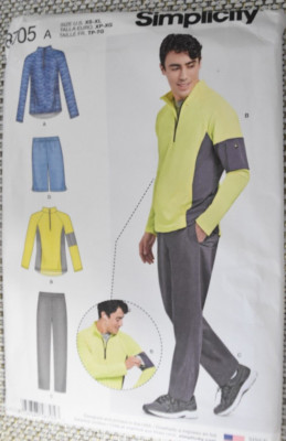 Simplicity 8705 Mens Knit Athletic Pants Shorts Zip Top Sz XS-S-M-L-XL ...