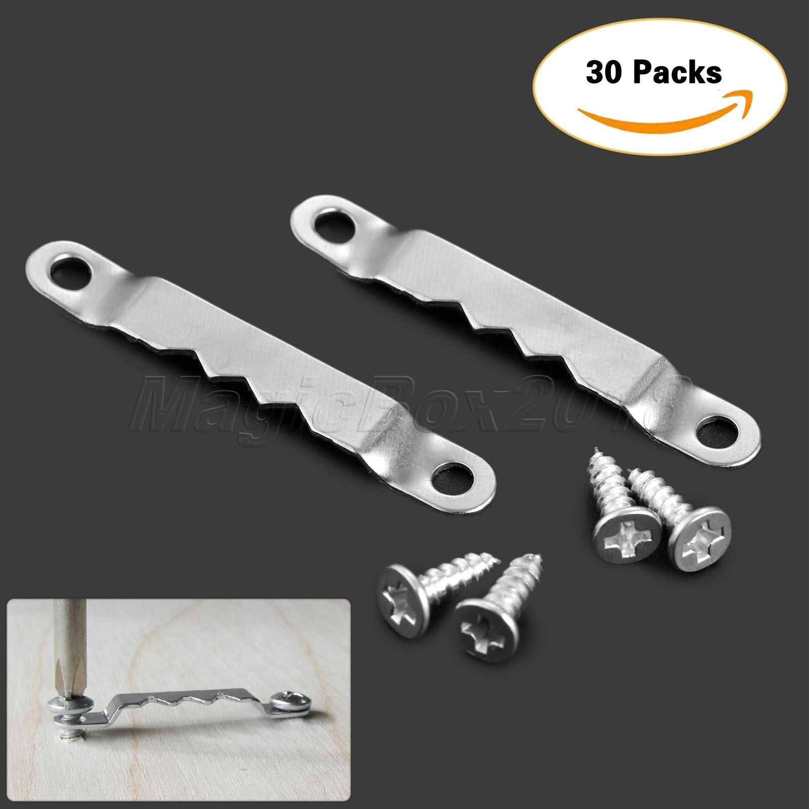 30Pcs 42.4*6.4mm Silver Saw Tooth Hanging Picture Frame Hanger Hook +60 ...