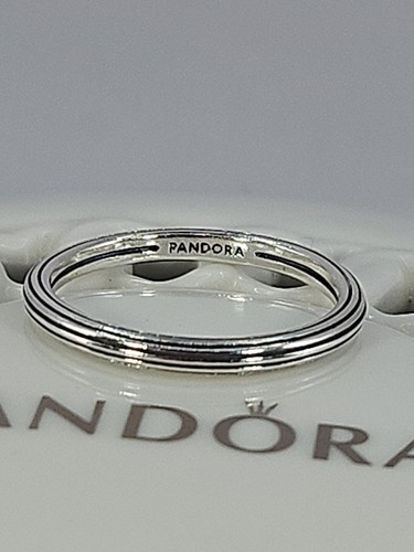 Authentic Pandora Sterling ME Grooved Lines Ring #199591C00 Sz. 7.5 US ...