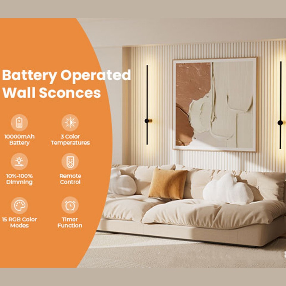 2PK Modern LED Wall Light Long Strip Sconce Stairs Bar Linear Wall Lamp ...