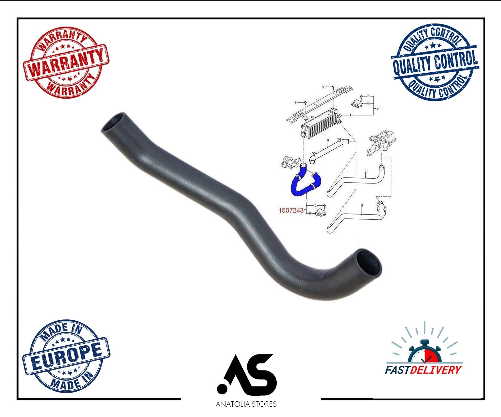 Intercooler Pipe Turbo Hose For Ford Transit Mk6 Rwd 2.4 Td 2000-2006 ...