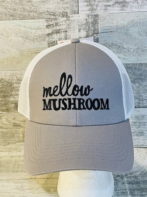 Mellow Mushroom Hat Adult Gray White Snapback Trucker Cap NWT | eBay