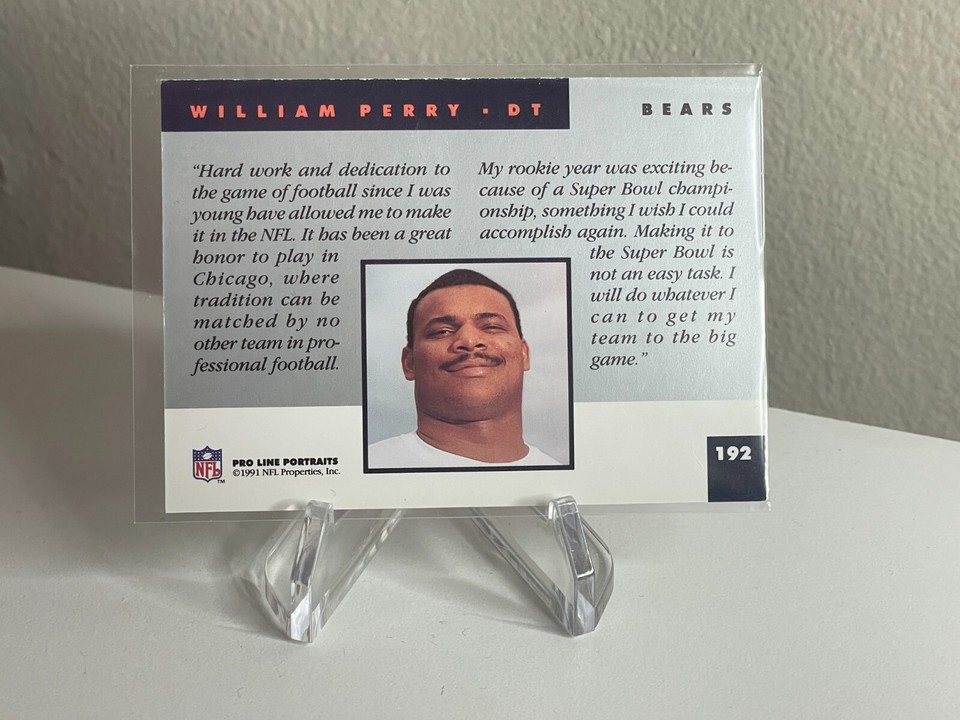 William Perry "The Fridge" 1991 NFL Pro Lines Portraits Football Bears ...