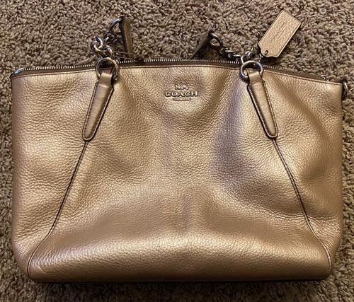 Coach Handbag Metallic Bronze with Silver Hardware Zipper | eBay