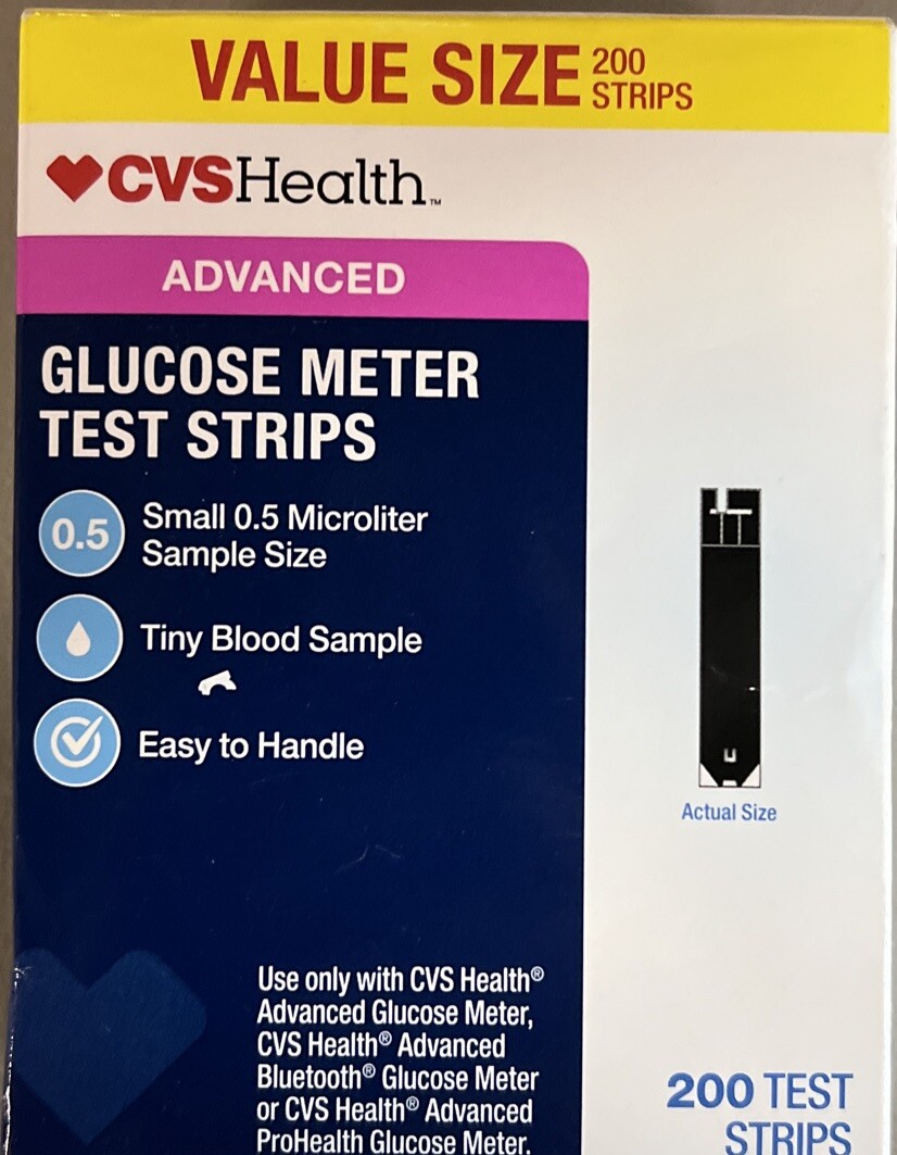 CVS Health Advanced Glucose Meter Test Strips 200 Strips -06/30/25 ...