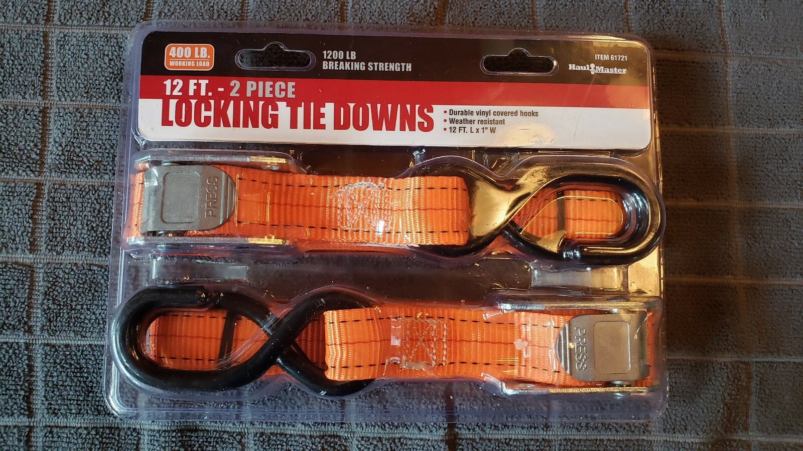 Haulmaster 12FT -2 Piece Locking Tie Downs (400lb) Working Load 12ft.L ...