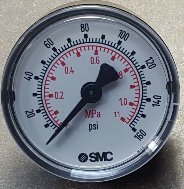Lot of 2 Festo & SMC Pressure Gauge 0-100PSI & 0-16 bar, Rear Center ...