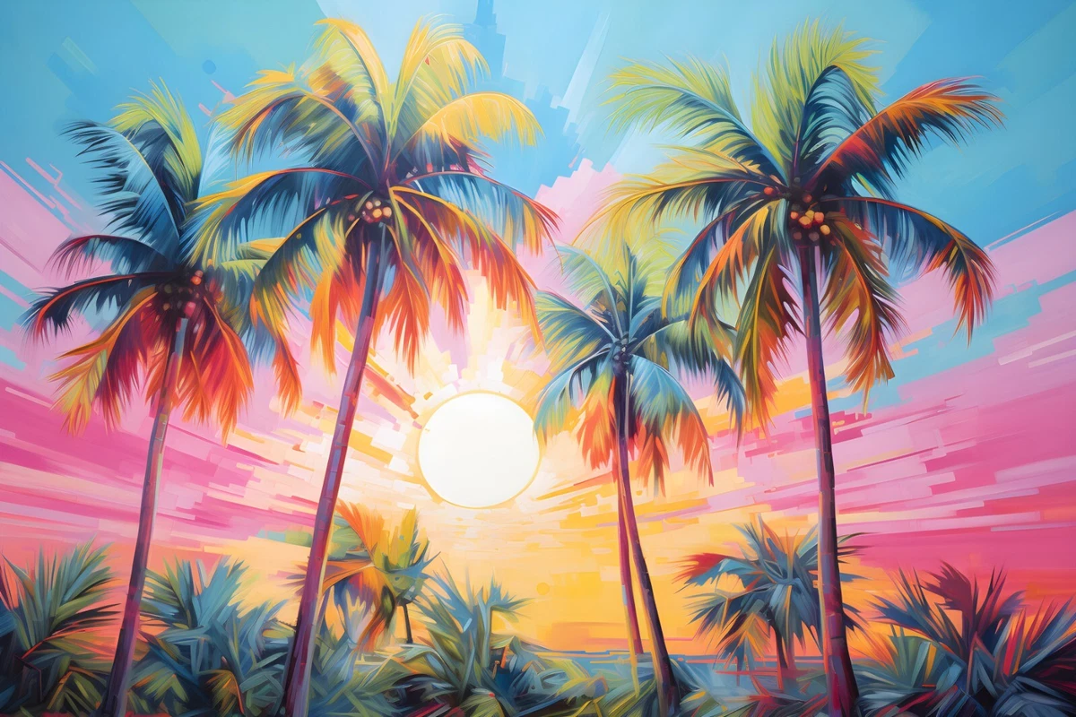 Sunset With Trees Paintings