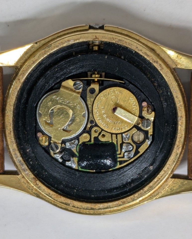 *NEAR MINT* Vintage OMEGA Seamaster Cal.1353 Quartz Push Crown Gold ...