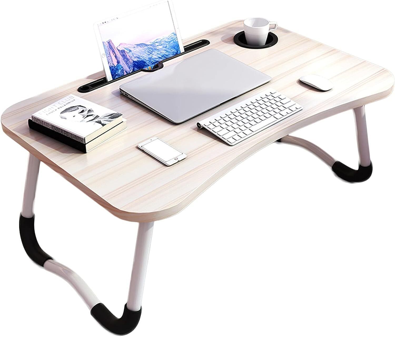Portable Laptop Tray Stand – Foldable Bed Table with Cup Slot for Home ...