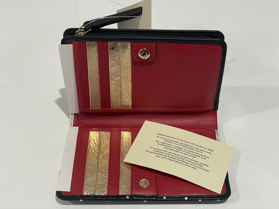 RADLEY LONDON Hole Lotta Fun Medium BiFold Leather Wallet Black - NWT ...