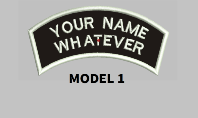CURVE CUSTOM EMBROIDERED NAME TAG Sew on patch Quality Badge two rows ...