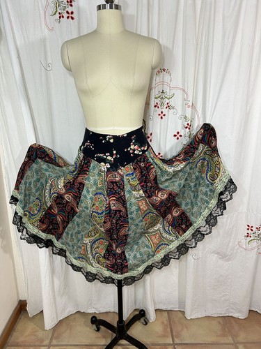 Vtg Gypsy Boho Skirt Joyce Francis Patchwork Lace Corset Hippy ...