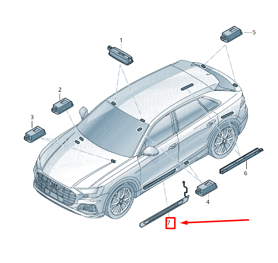 Audi+Q7+2018+4m+NSR+Passengers+Rear+Left+Sill+Trim+Cover+4M0947417 for ...