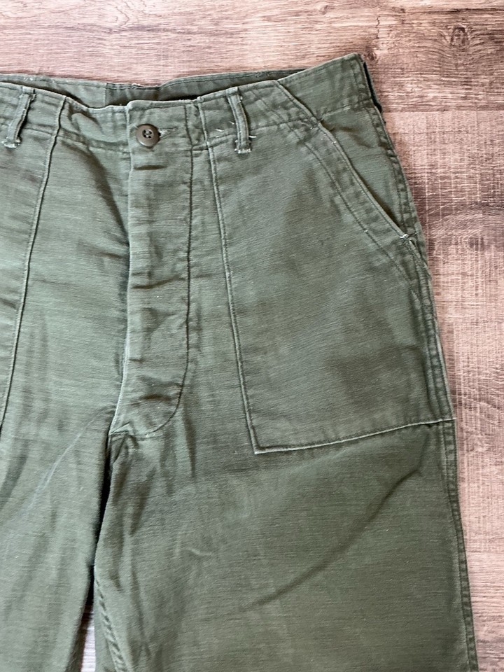 VINTAGE US Army Pants 32x33 Green OG 107 Trouser Cotton Sateen 70s | eBay