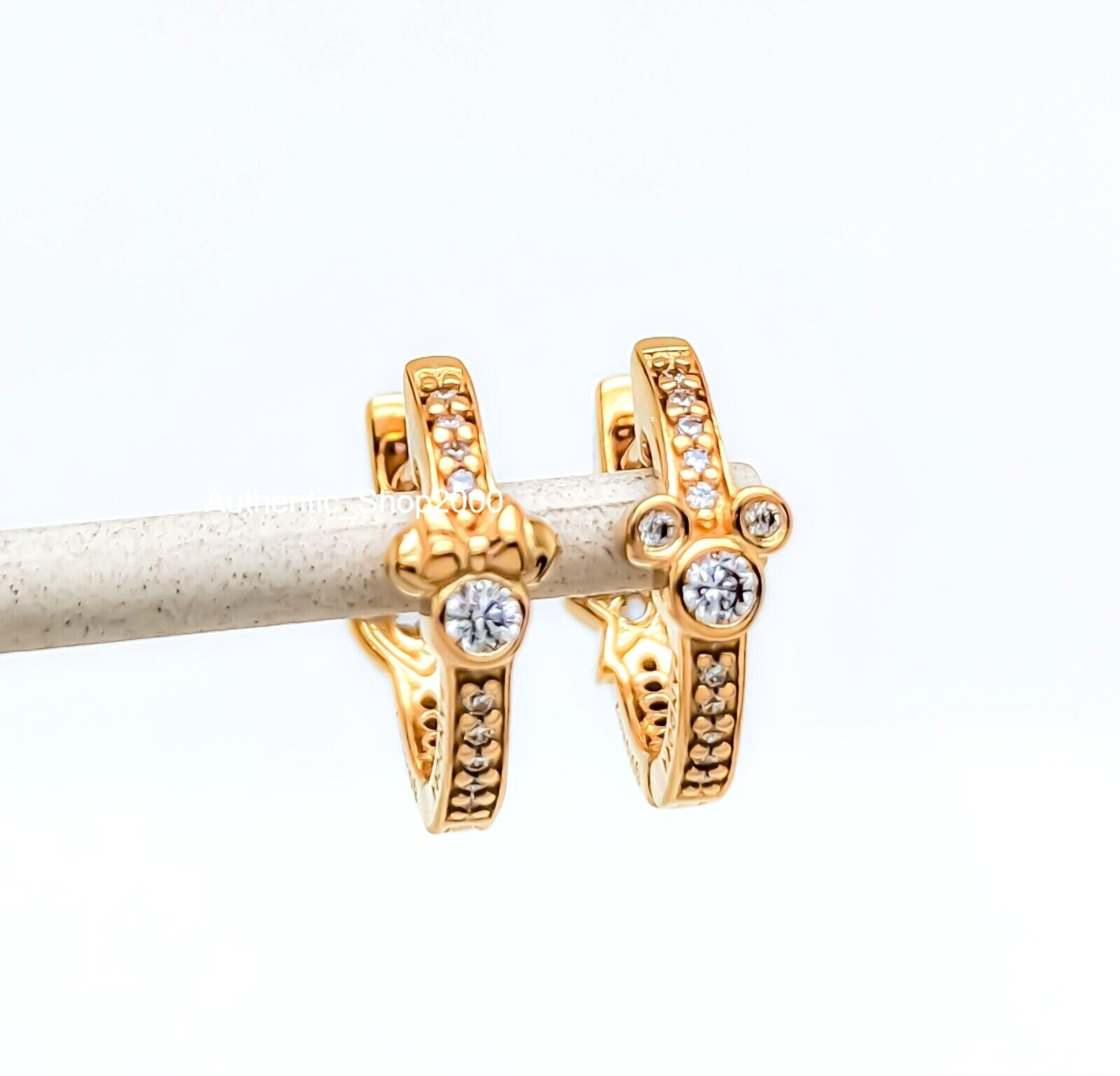 New PANDORA Disney Mickey Mouse & Minnie Mouse Sparkling Hoop Earrings ...