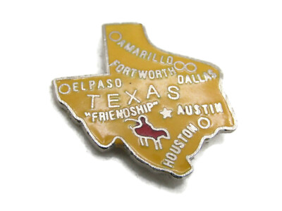 Texas State Pin US Travel Cities Yellow Silver Tone Missing Back | eBay