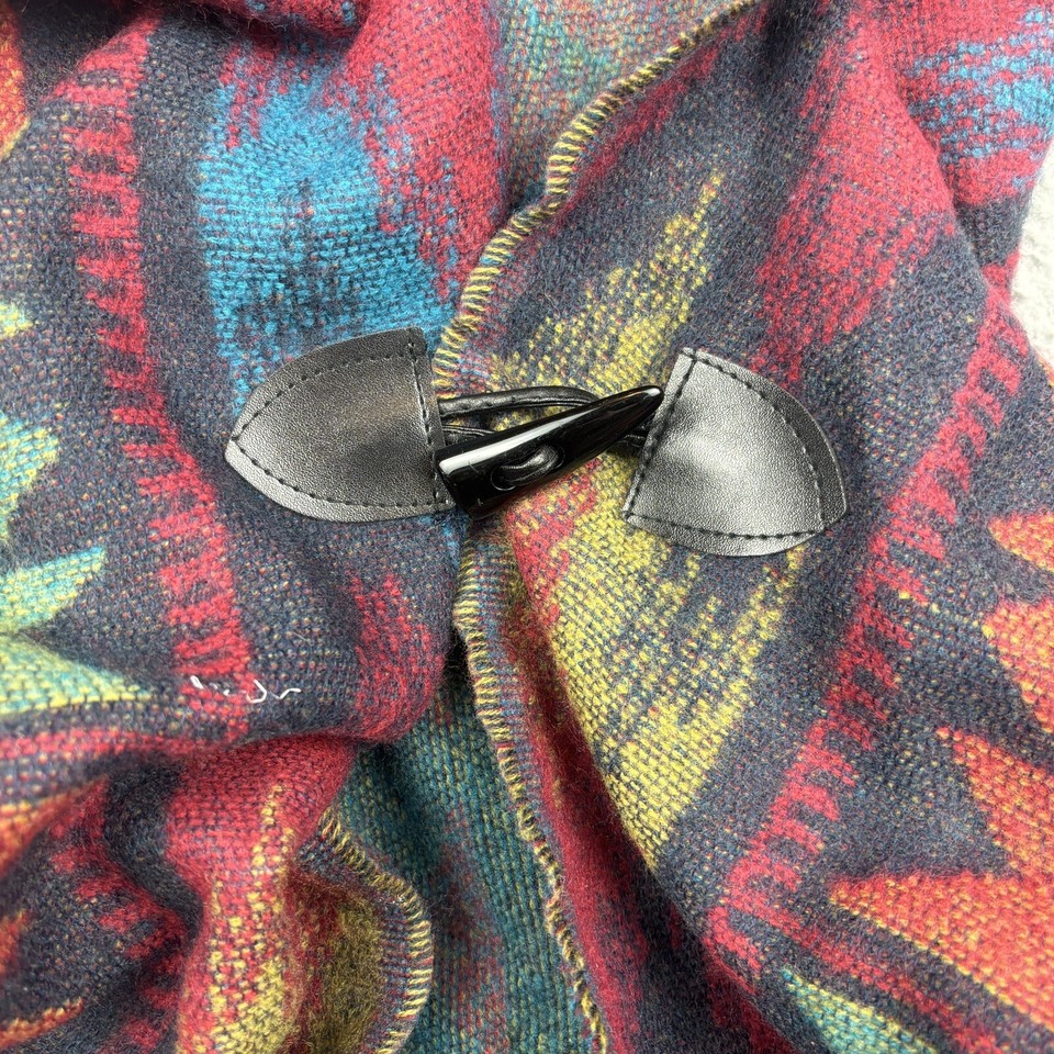 shawl wrap poncho women tribal aztec Hood western boho brown buckle ...