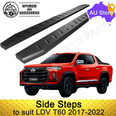 To suit LDV T60 T-60 2017-2024 with Heavy Duty Steel Black Side Steps ...