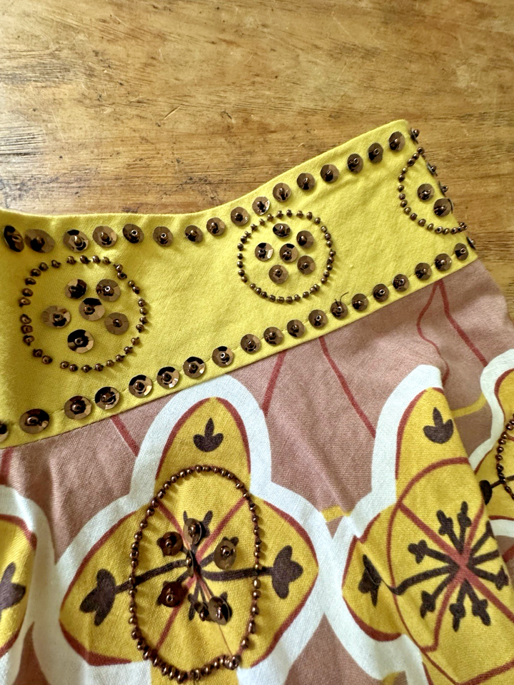 Little Blue Bird by Anthropology Knee Length Cotton Skirt Sz S Yellow ...