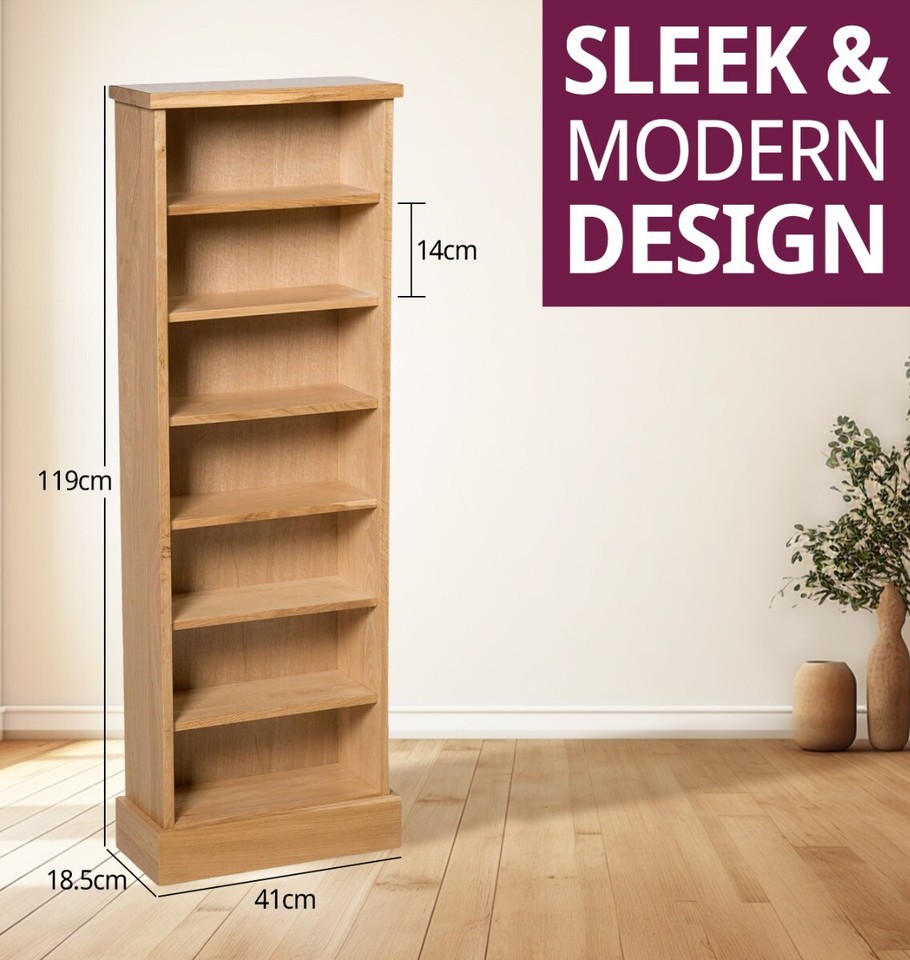 CD Storage Rack, Wooden Shelving Tower Unit, Oak Display Cabinet ...