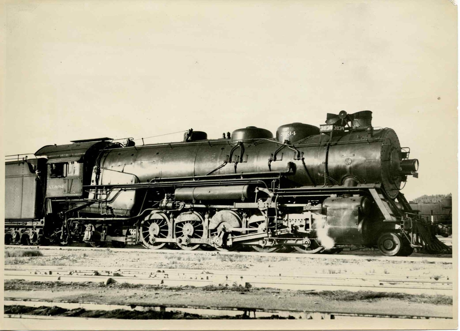 6EE545 RP 1940/50s AT&SF SANTA FE RAILROAD ENGINE #3834 | eBay