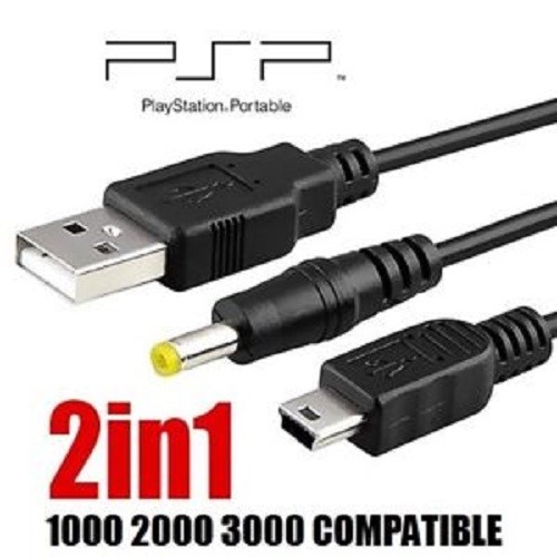 UK Retractable 2-in-1 USB Data Cable/Charging Lead for Sony PSP 1000 ...