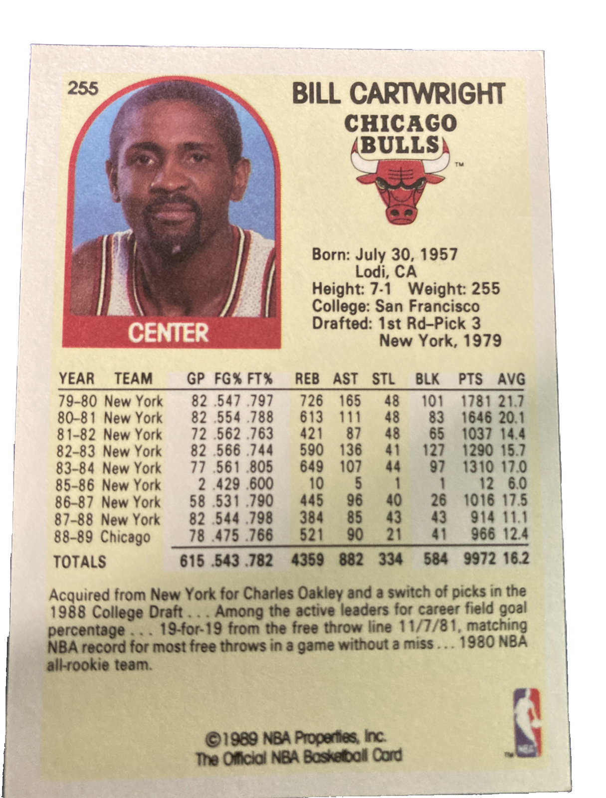 1989-90 NBA Hoops - #255 Bill Cartwright for sale online | eBay