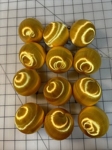 Vintage Lot Of 12 Satin Spun Silk Thread Christmas Small Ball Ornaments ...