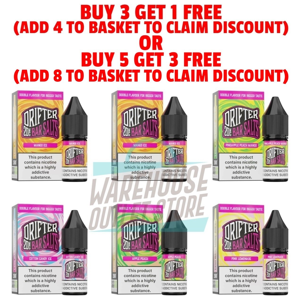 Drifter Bar Salts 10ml Nic Salt 10mg 20mg | eBay
