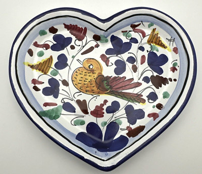 Sambuco Hand Painted Heart Trinket Dish Italy Deruta Ceramic Bird NEW ...