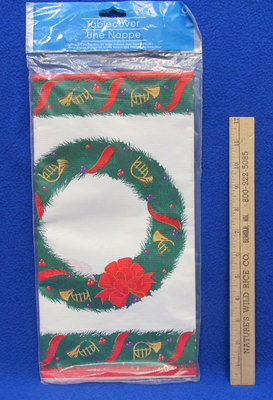 NOS Christmas Wreath Paper Tablecloth By Amscan Inc 54 x 102 Made In ...