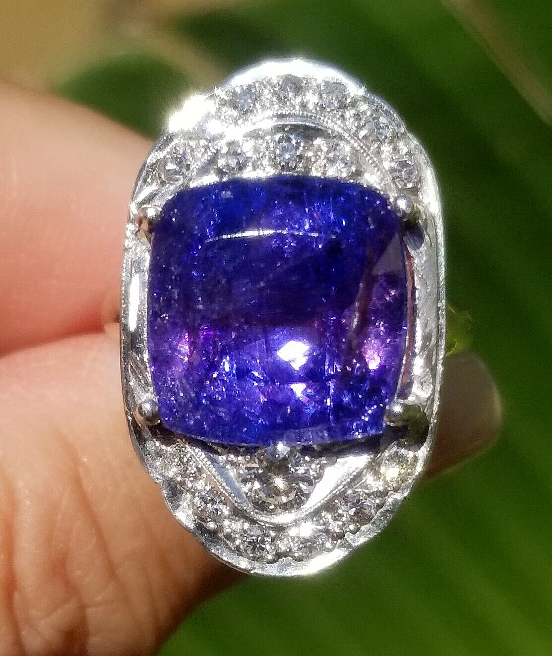 7TCW Beautiful Vintage Tanzanite Cushion VS Diamond 14k gold ring | eBay