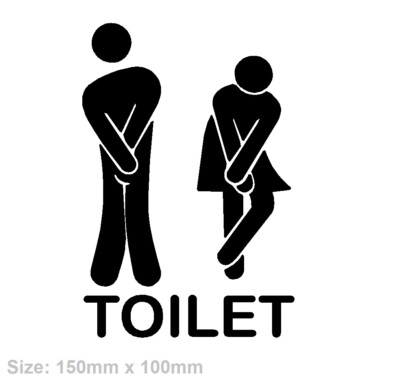 Toilet Sign Sticker Decal Funny Bathroom Restroom Men Women Door Gender ...