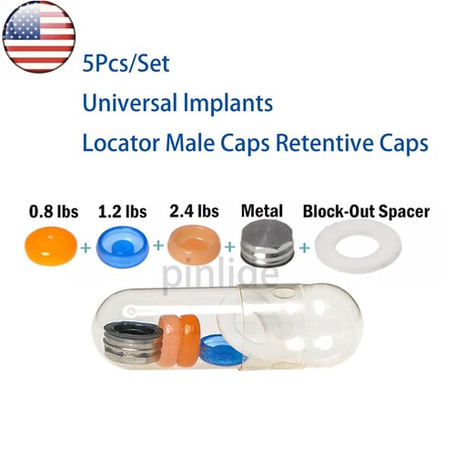 US Dental Locator Overdenture Retention Cap Male Caps Inserts Kit ...